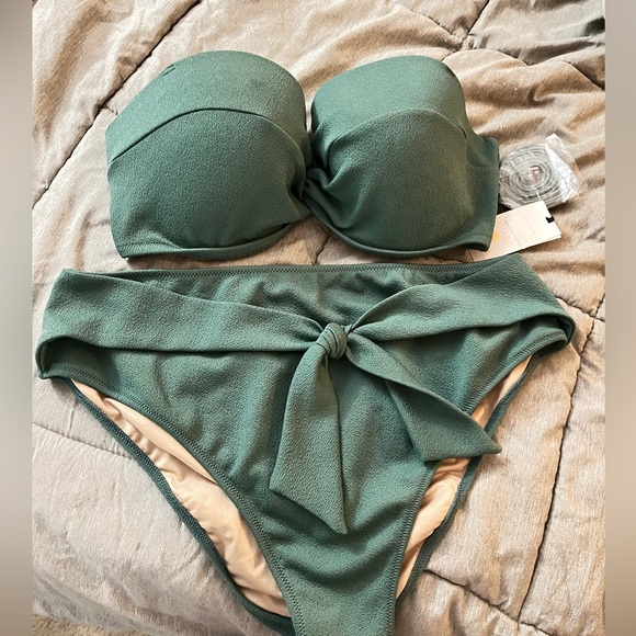 Shade & Shore | Swim | Green High Rise Tie Front Bikini Bottoms | Poshmark